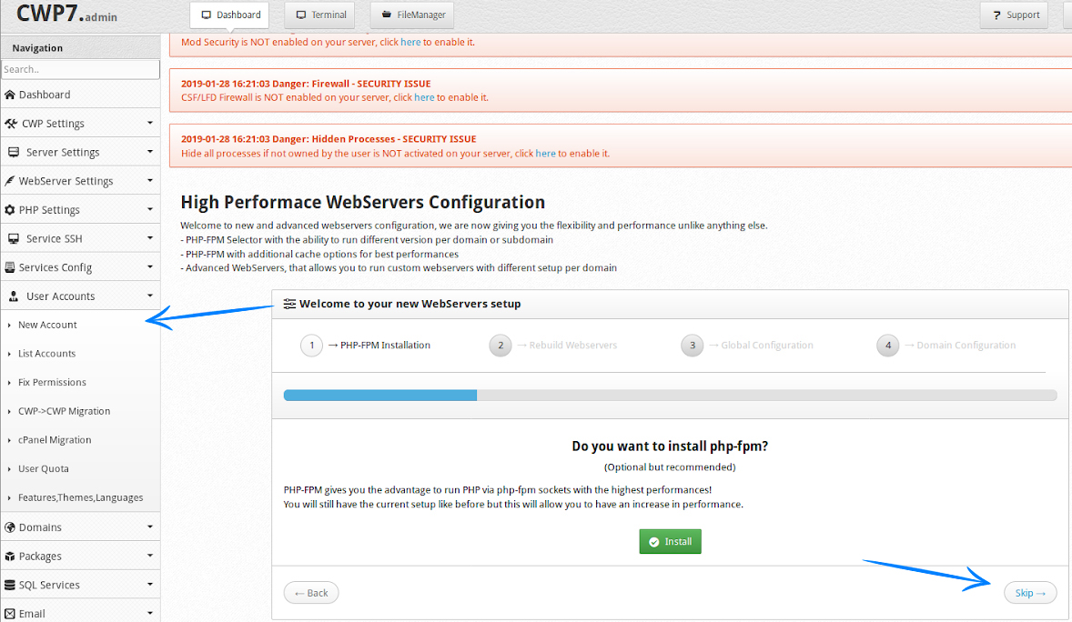 Установка и настройка ownCloud через панель управления Control Web Panel • Hostpro Wiki